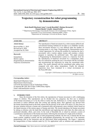 Trajectory reconstruction for robot programming by demonstration | PDF