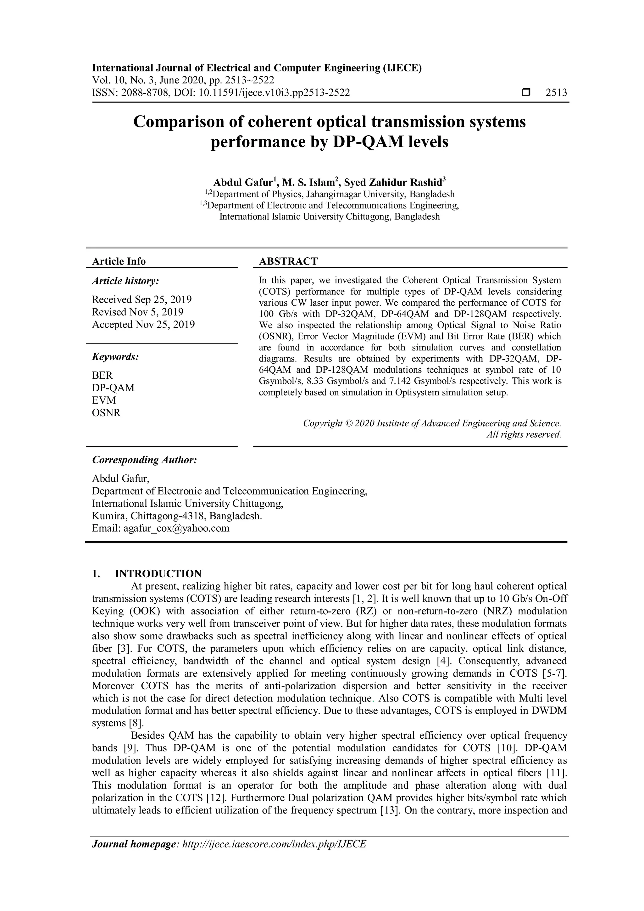 Comparison of coherent optical transmission systems performance by DP ...