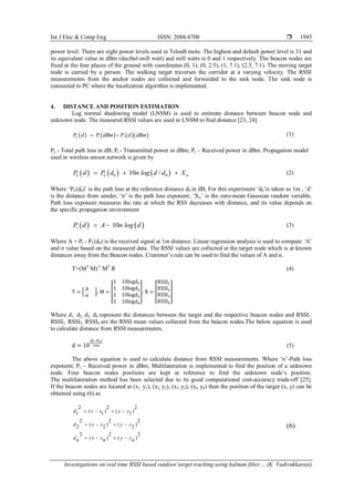 Investigations on real time RSSI based outdoor target tracking using kalman filter in wireless ...