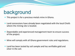 Small Scale Gold mine project | PPTX | Commodities | Economy