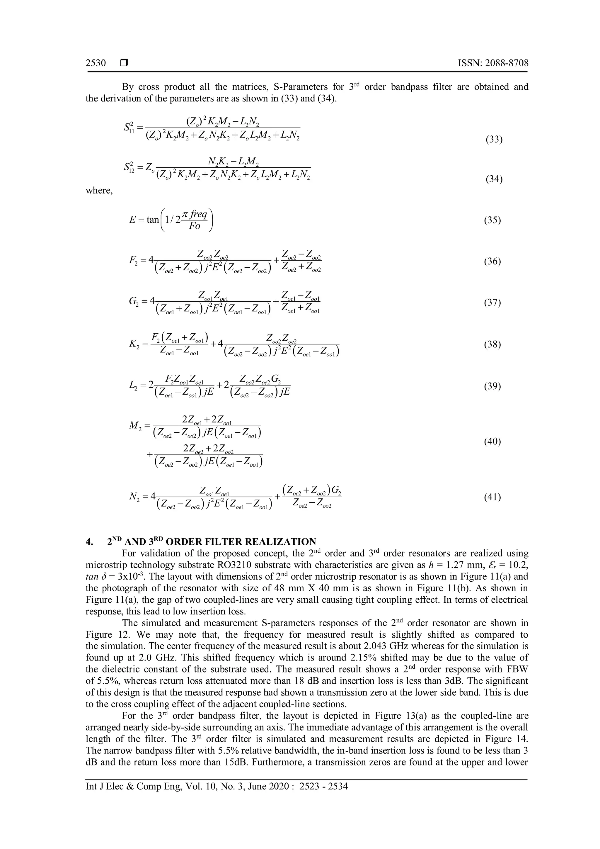 Inter-connected coupled lines resonator topology for bandpass filter ...