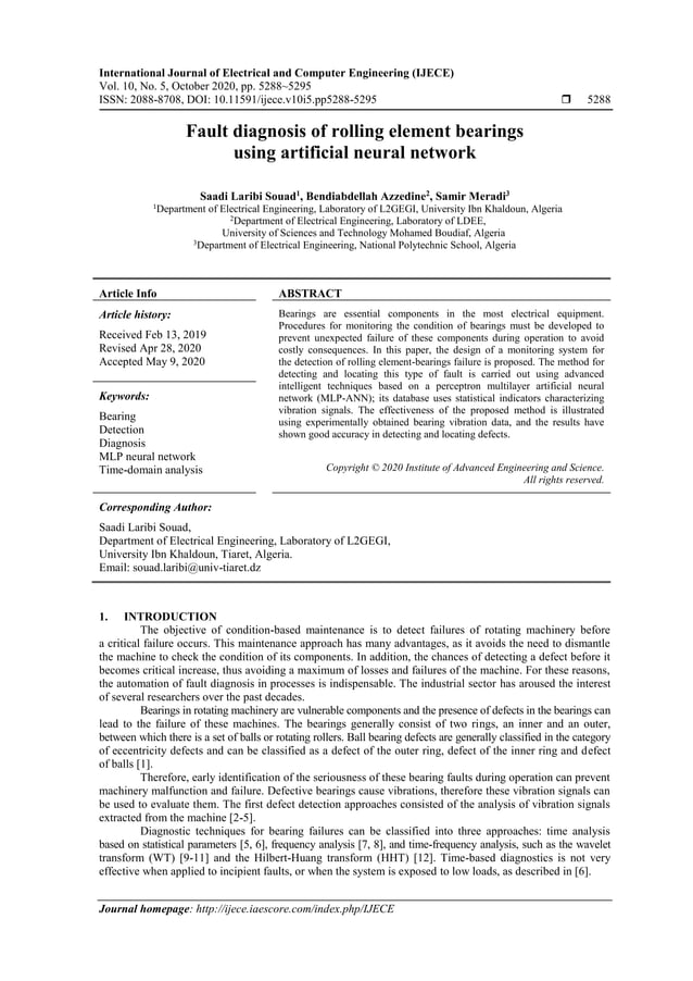 Fault Diagnosis Of Rolling Element Bearings Using Artificial Neural