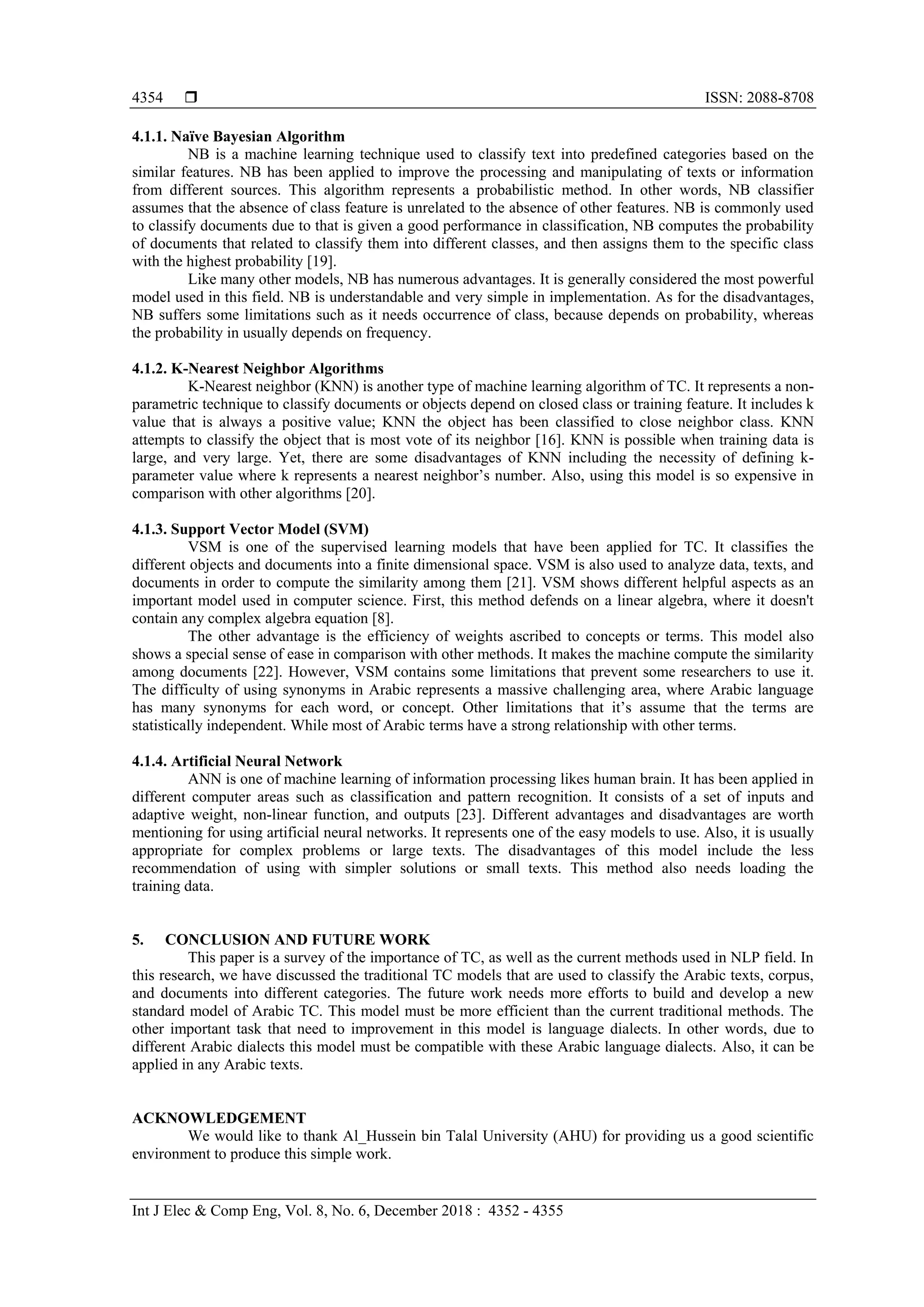 A Survey of Arabic Text Classification Models | PDF