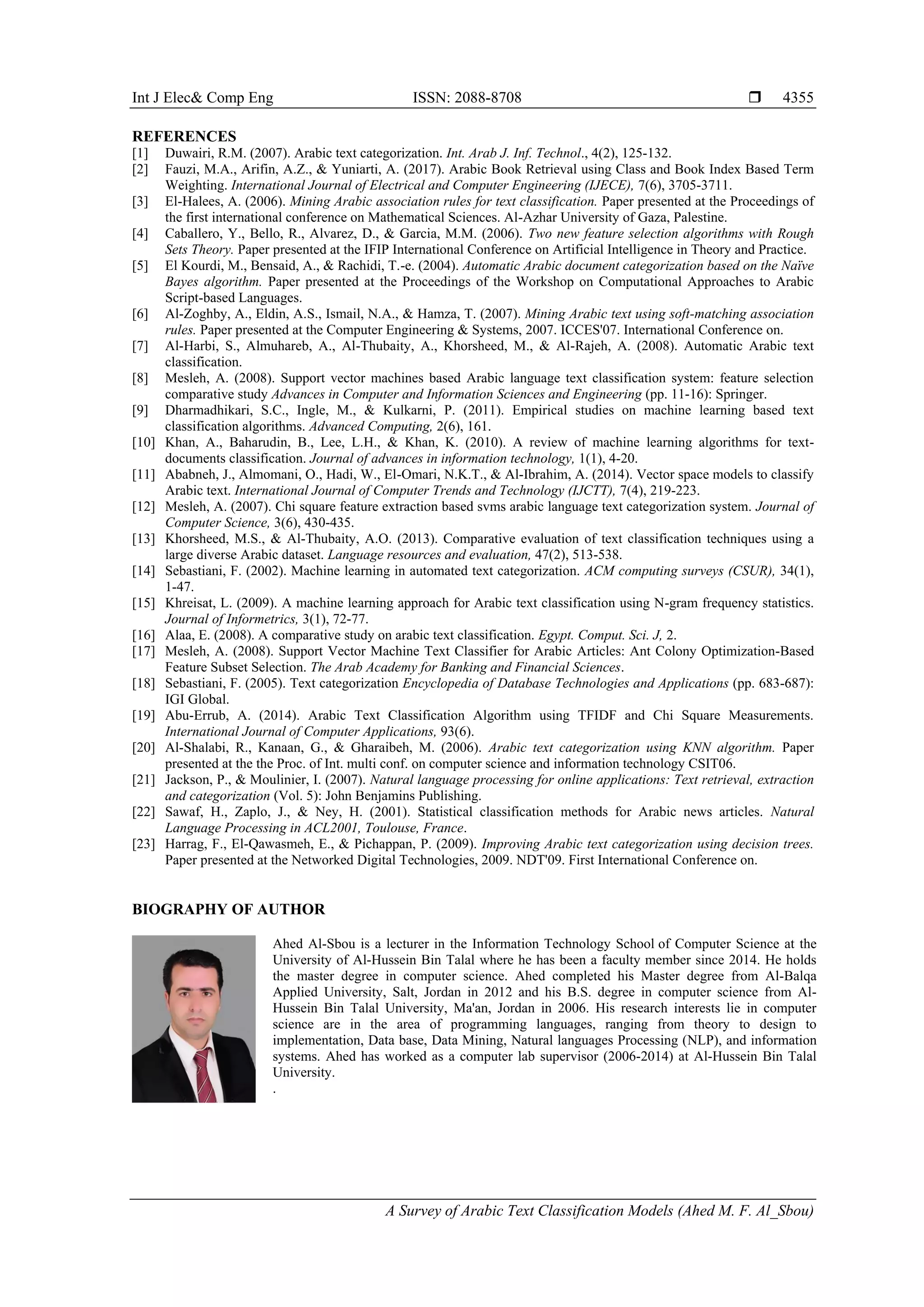 A Survey of Arabic Text Classification Models | PDF