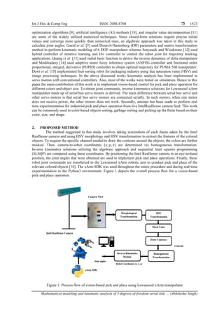 Mathematical modeling and kinematic analysis of 5 degrees of freedom serial link manipulator for ...