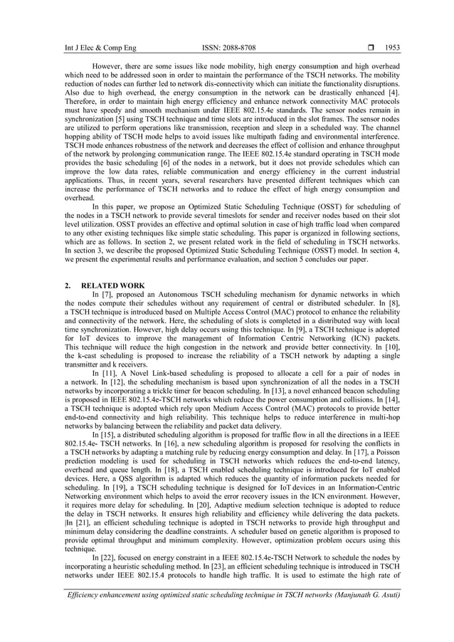 Efficiency Enhancement Using Optimized Static Scheduling Technique In Tsch Networks Pdf