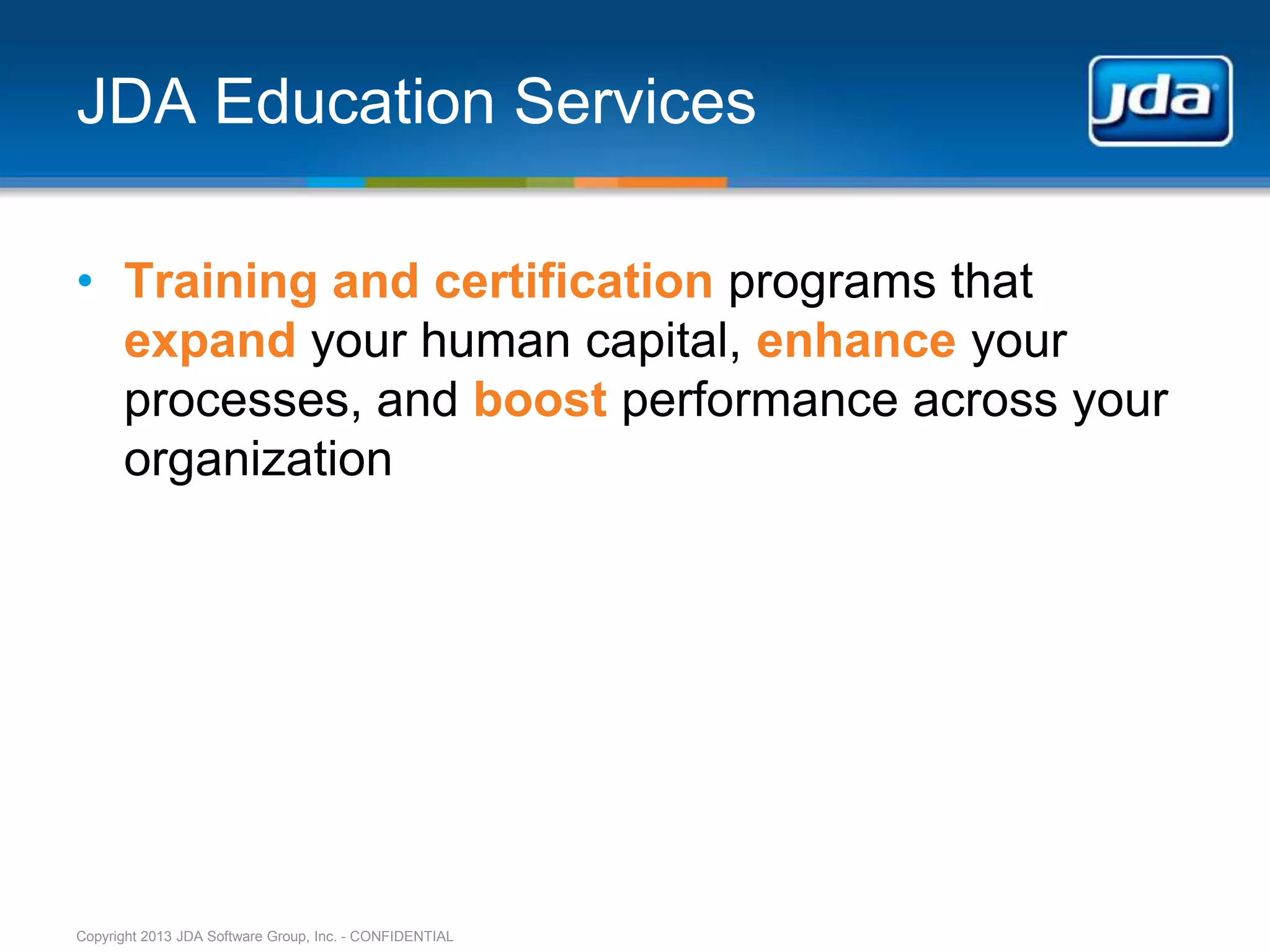 Introduction to JDA Software Education Services | PPTX