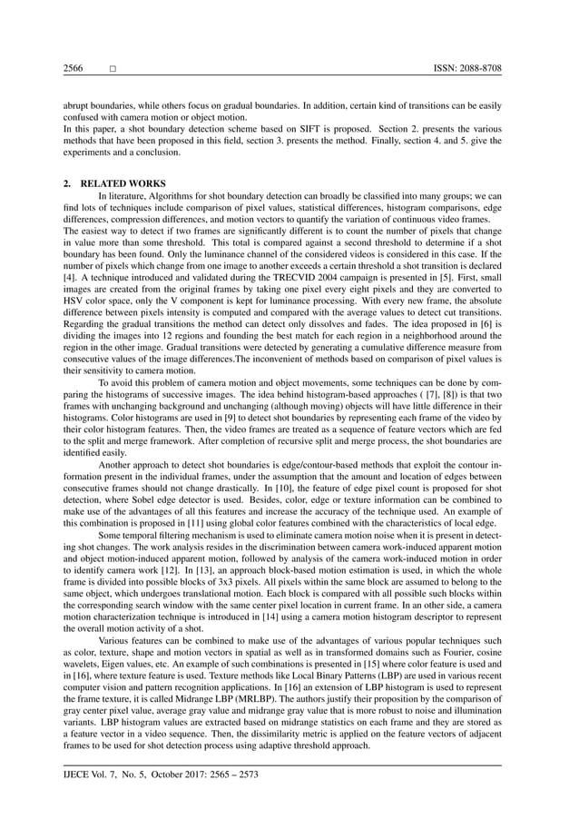 Video Shot Boundary Detection Using The Scale Invariant Feature Transform and RGB Color Channels ...