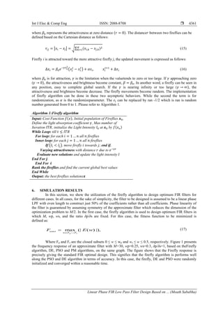 Linear Phase FIR Low Pass Filter Design Based on Firefly Algorithm | PDF