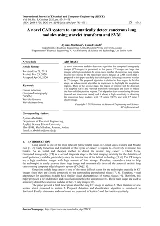 A novel CAD system to automatically detect cancerous lung nodules using wavelet transform and ...