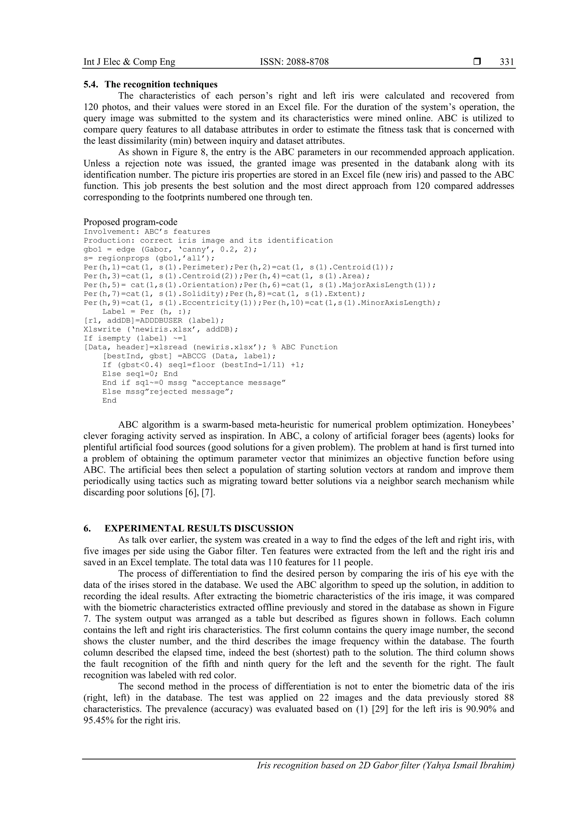 Iris recognition based on 2D Gabor filter | PDF