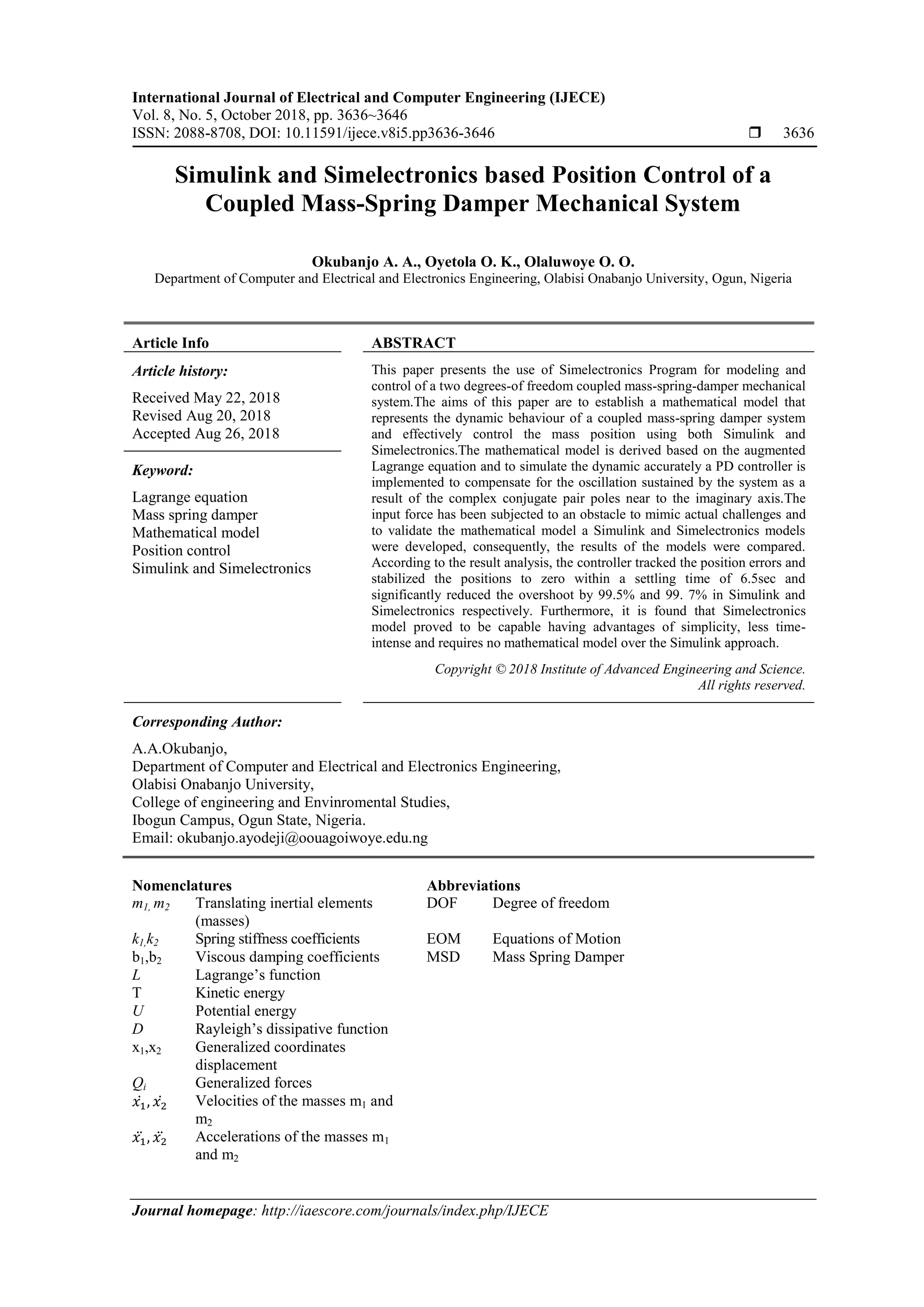 Simulink and Simelectronics based Position Control of a Coupled Mass ...