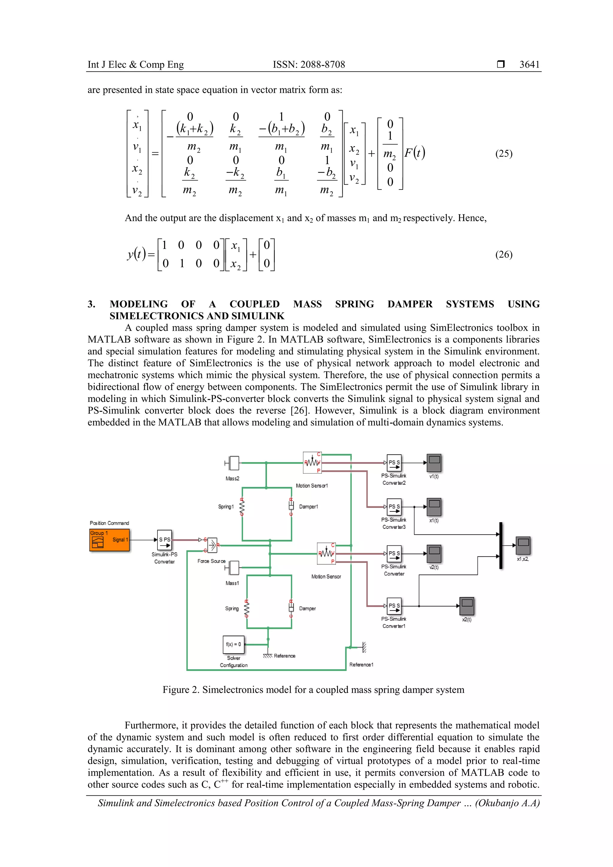 Simulink and Simelectronics based Position Control of a Coupled Mass-Spring Damper Mechanical ...