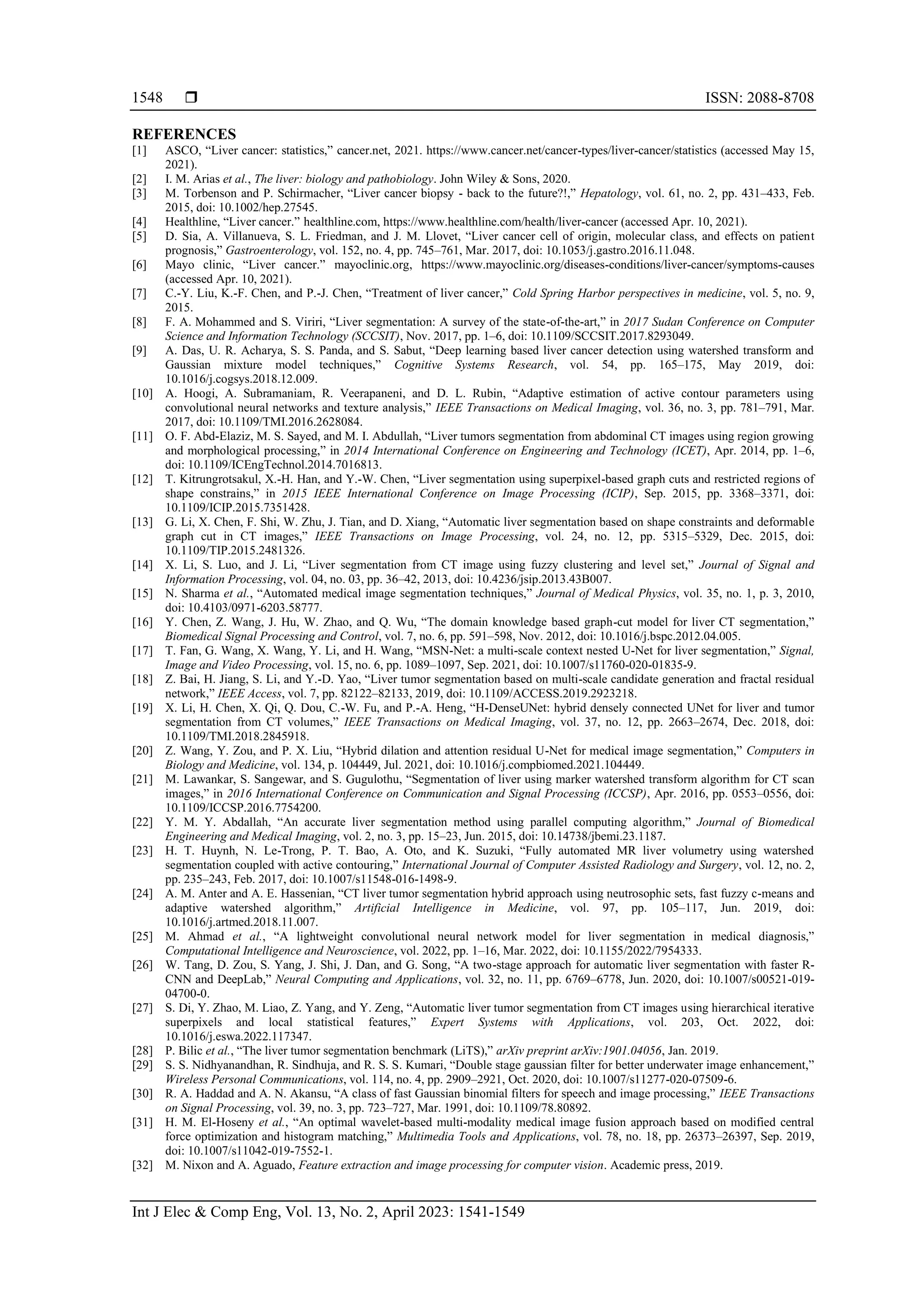 Liver segmentation using marker controlled watershed transform | PDF