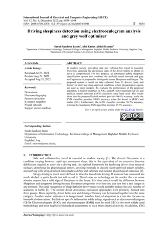 Driving sleepiness detection using electrooculogram analysis and grey wolf optimizer | PDF