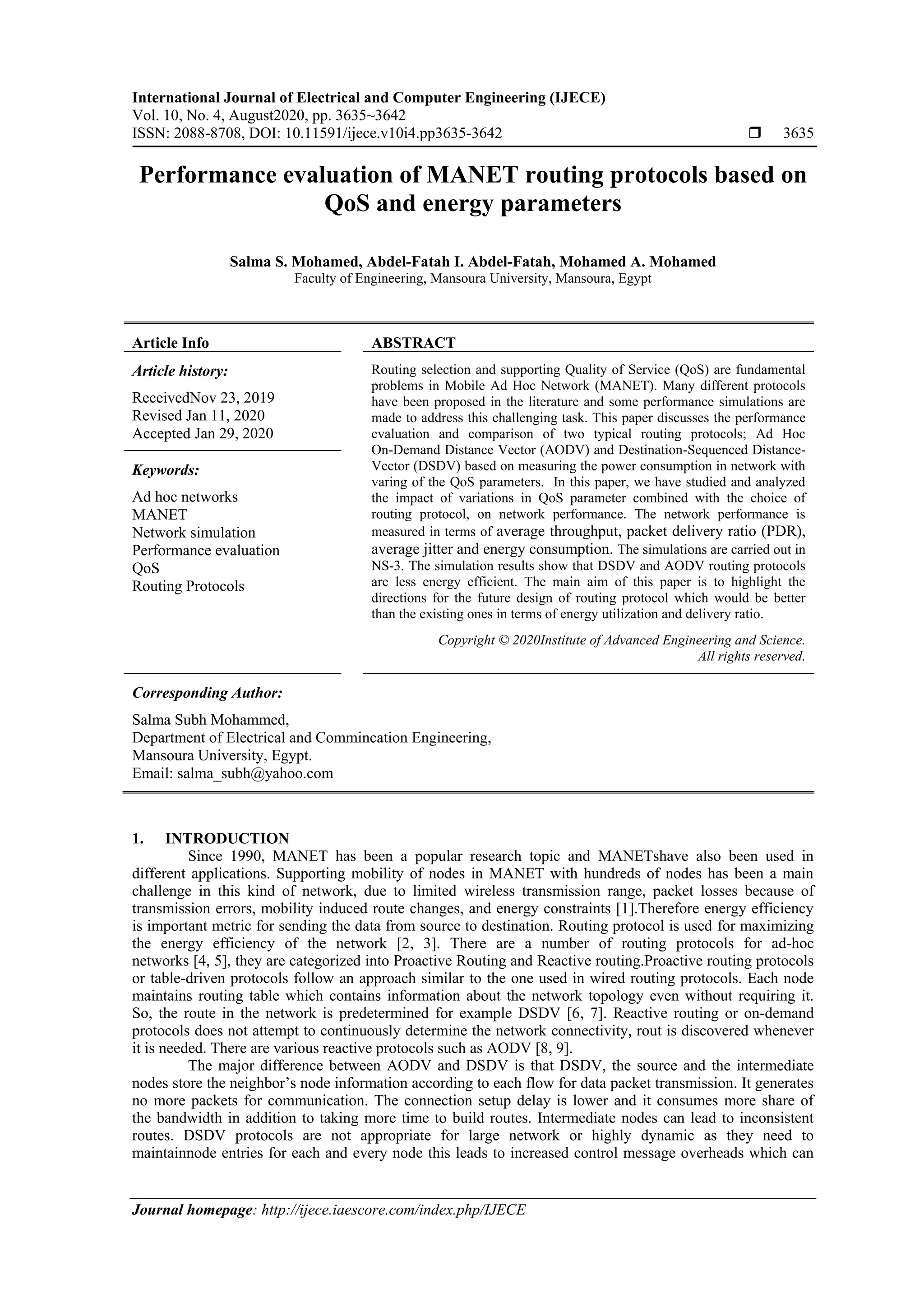 Performance Evaluation Of Manet Routing Protocols Based On Qos And