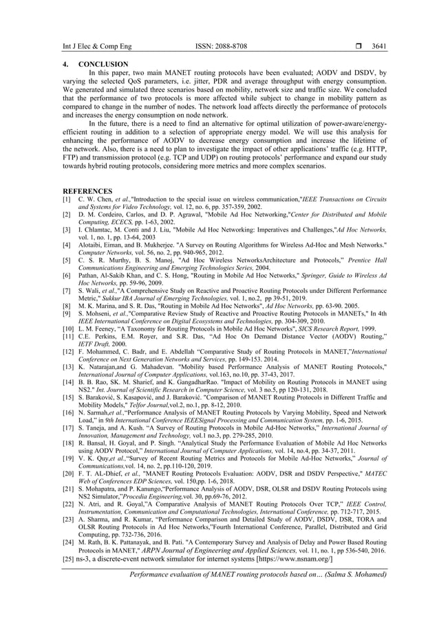 Performance evaluation of MANET routing protocols based on QoS and energy parameters | PDF