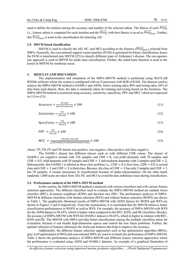 An Effective Feature Selection Using Improved Marine Predators Algorithm For Alzheimer S Disease