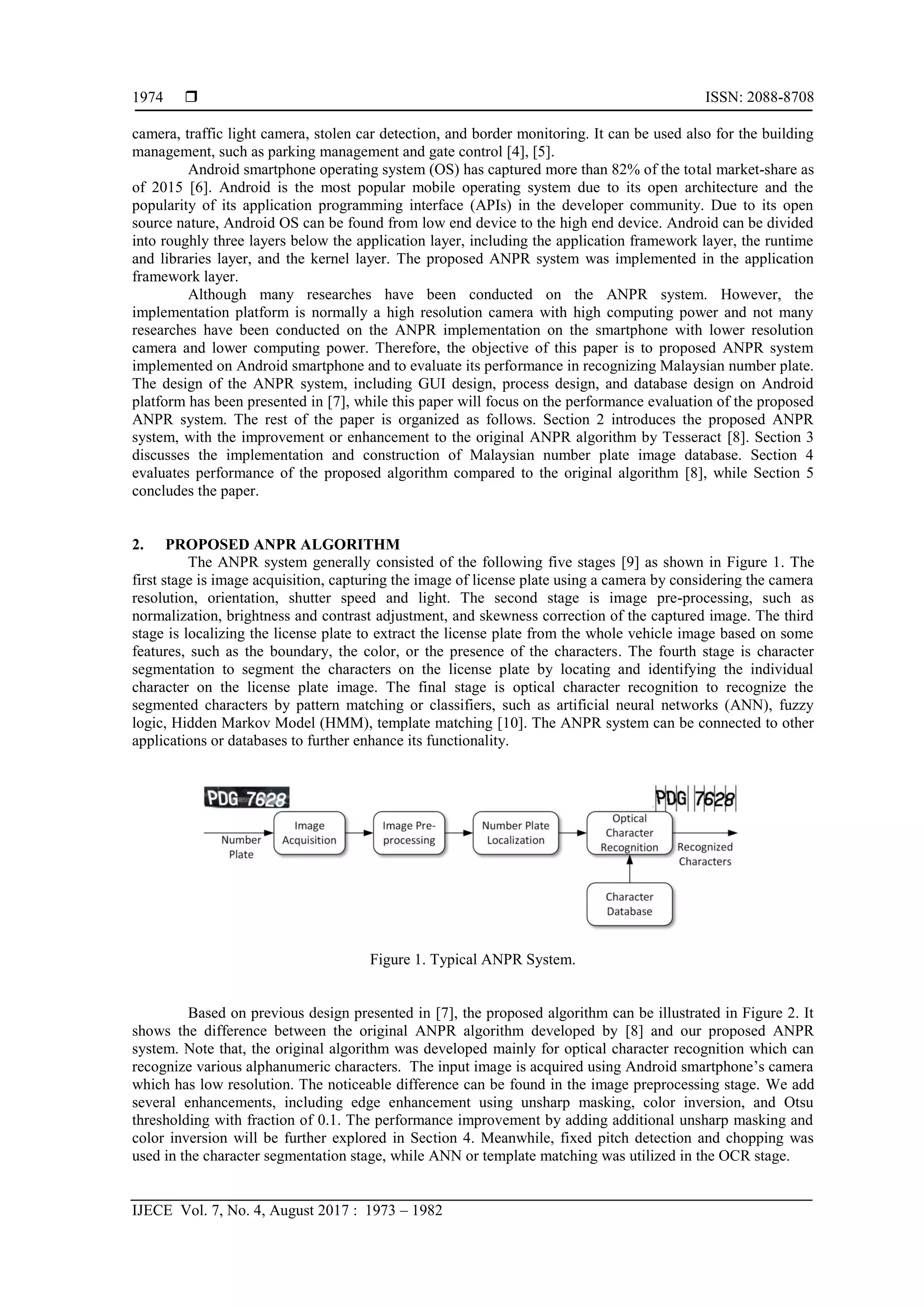 Performance Evaluation of Automatic Number Plate Recognition on Android Smartphone Platform ...