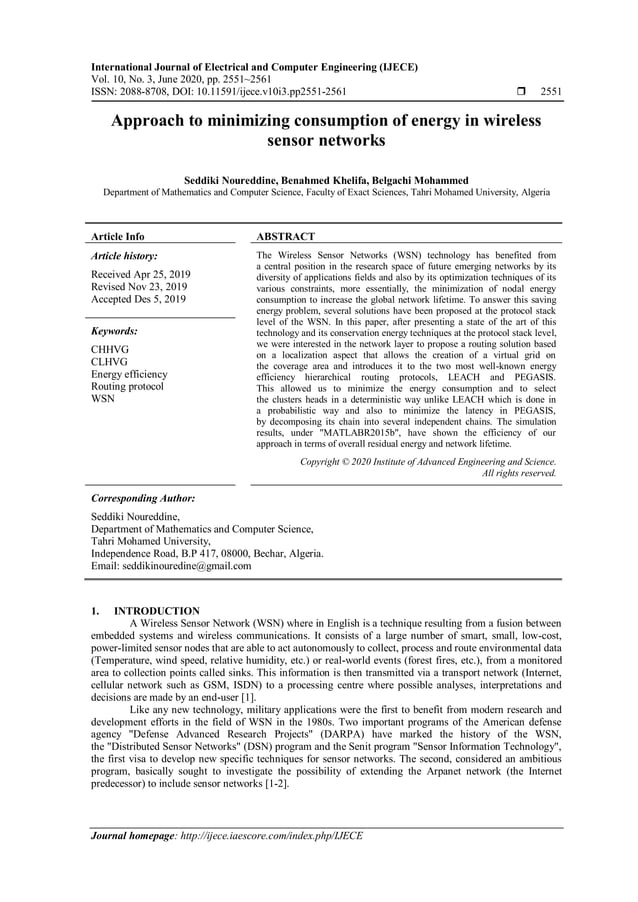 Approach to minimizing consumption of energy in wireless sensor networks | PDF