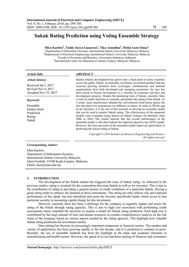 Sukuk Rating Prediction using Voting Ensemble Strategy | PDF
