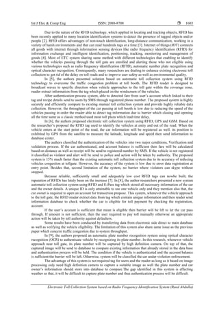 Electronic Toll Collection System based on Radio Frequency ...