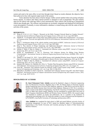 Electronic Toll Collection System based on Radio Frequency ...