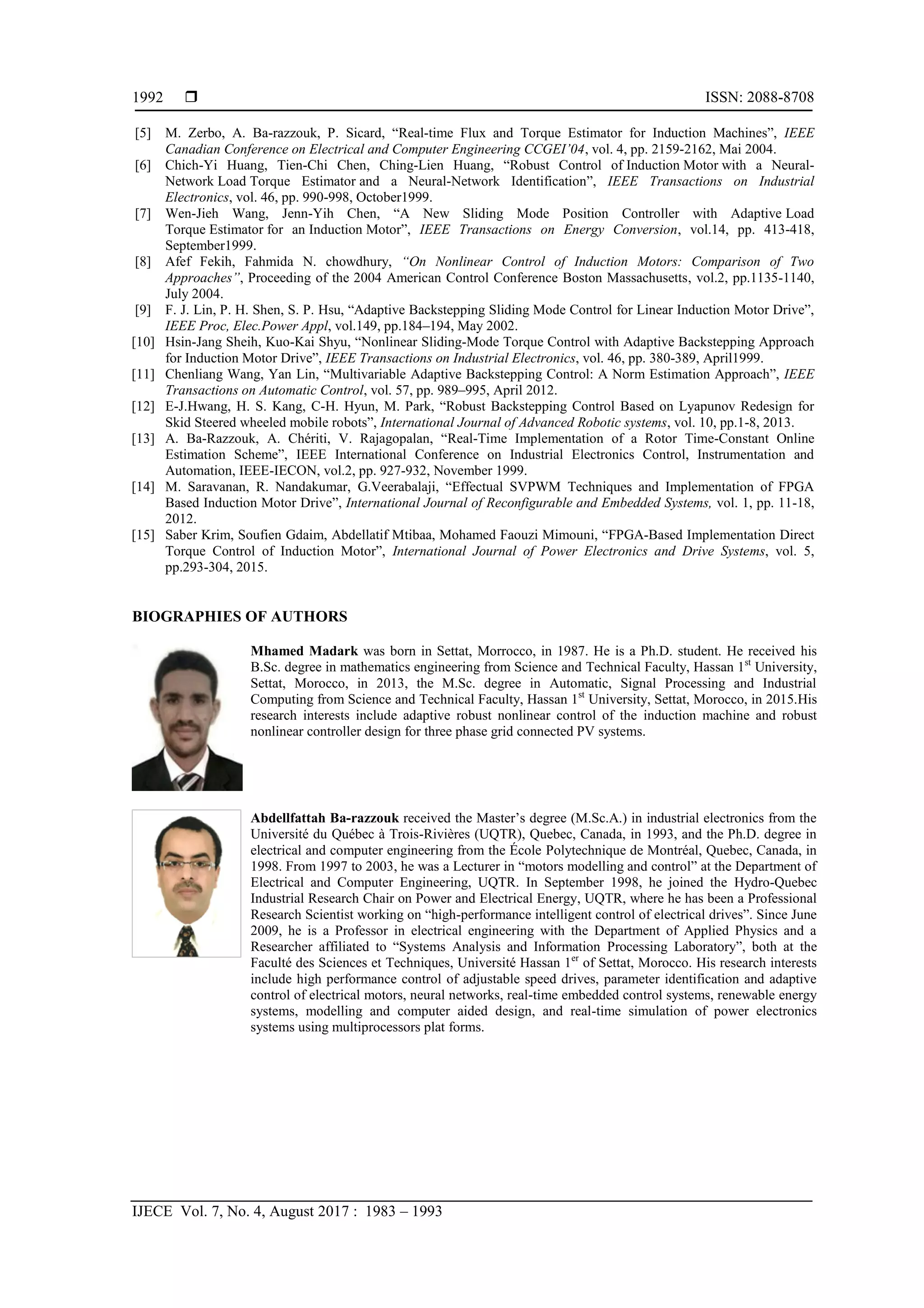 A New Induction Motor Adaptive Robust Vector Control Based On Backstepping Pdf