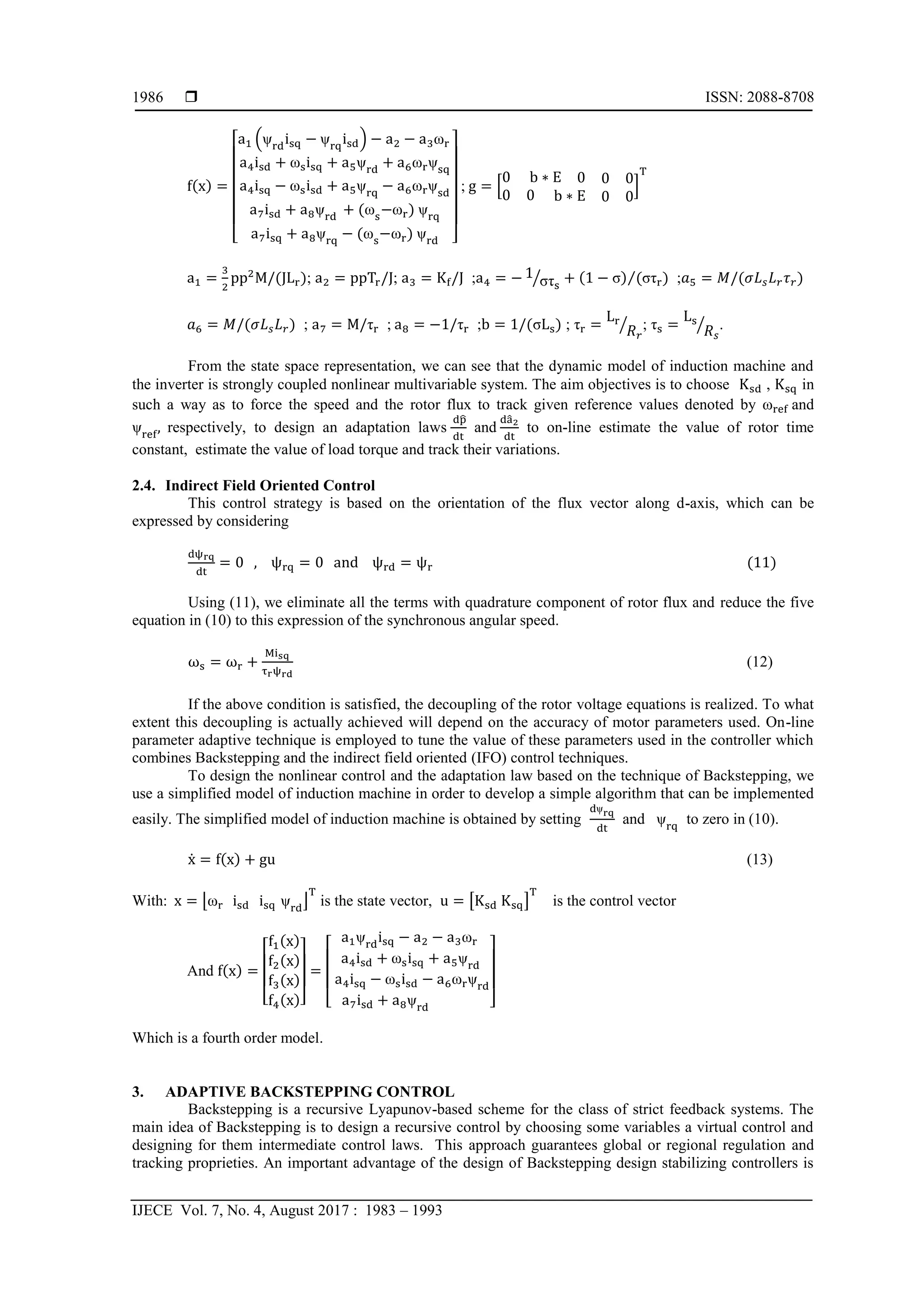 A New Induction Motor Adaptive Robust Vector Control Based On