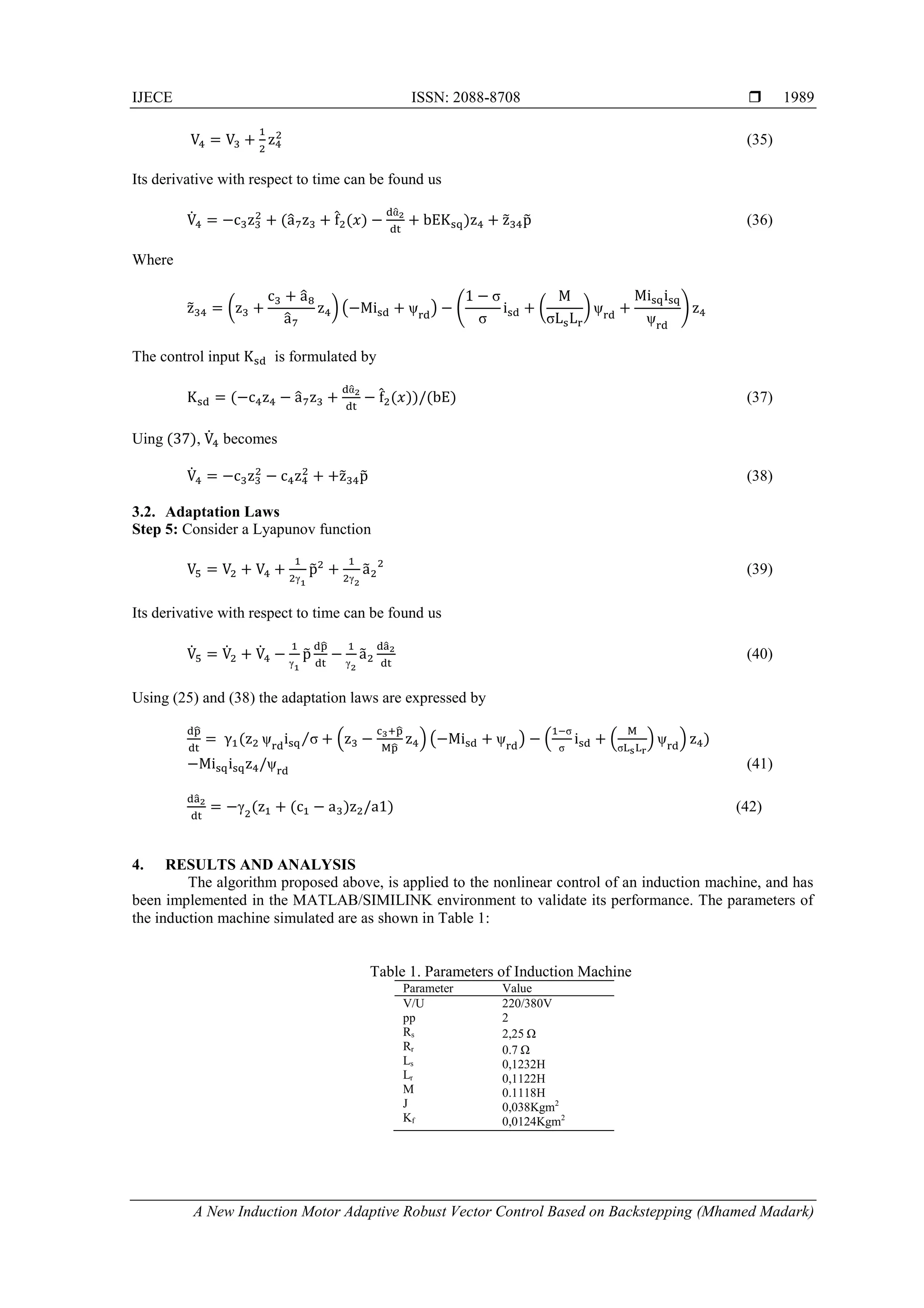 A New Induction Motor Adaptive Robust Vector Control Based On Backstepping Pdf