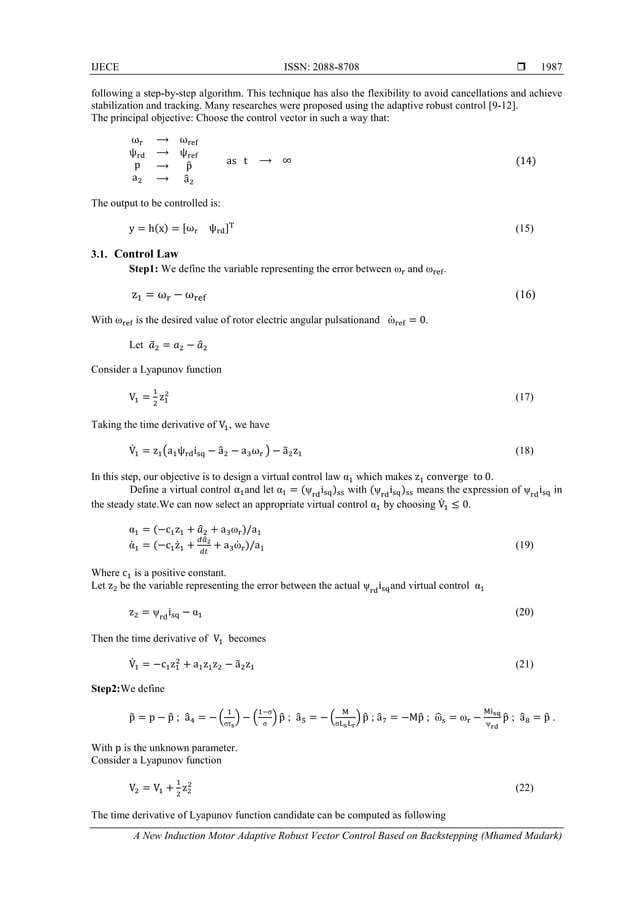 A New Induction Motor Adaptive Robust Vector Control based on Backstepping | PDF