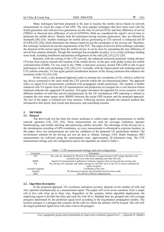 User equipment geolocation depended on long-term evolutionsignal-level measurements and timing ...