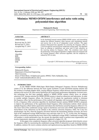Minimize MIMO OFDM interference and noise ratio using polynomial-time algorithm | PDF