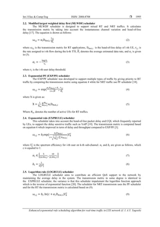 Enhanced exponential rule scheduling algorithm for real-time traffic in LTE network | PDF