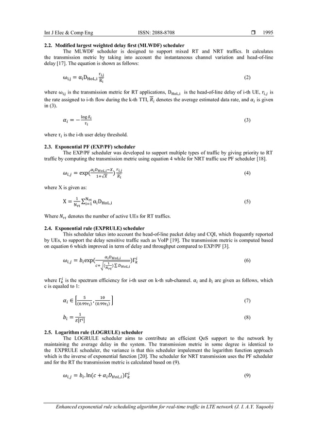 Enhanced exponential rule scheduling algorithm for real-time traffic in LTE network | PDF