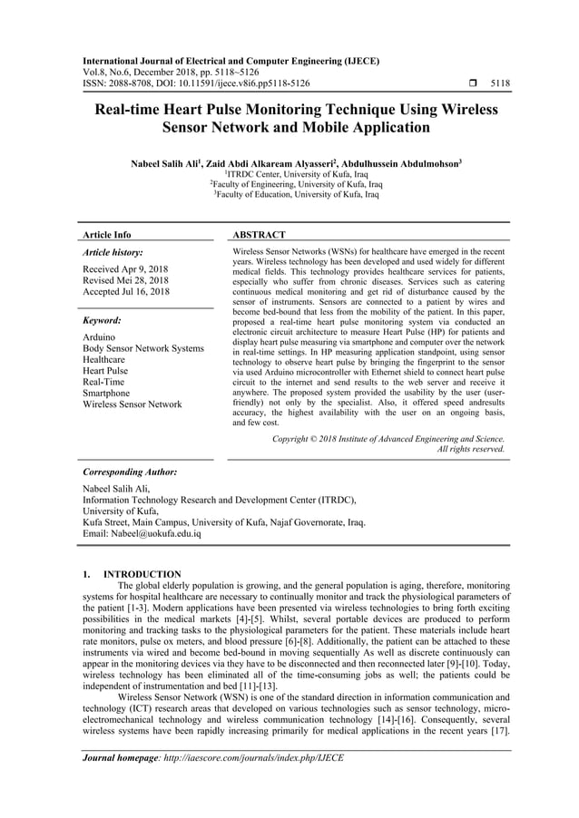 Real-time Heart Pulse Monitoring Technique Using Wireless Sensor ...