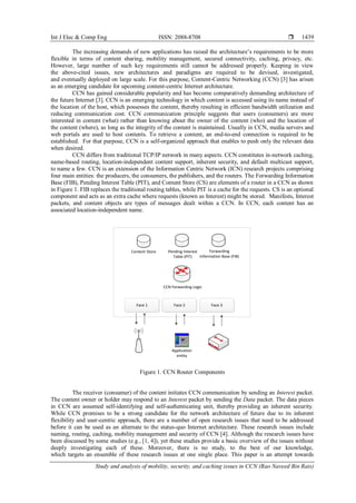Study and analysis of mobility, security, and caching issues in CCN | PDF | Computer Networking ...
