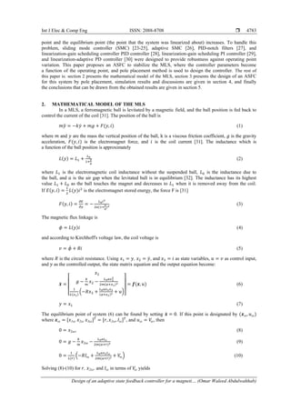 Design of an adaptive state feedback controller for a magnetic levitation system | PDF | Radio ...