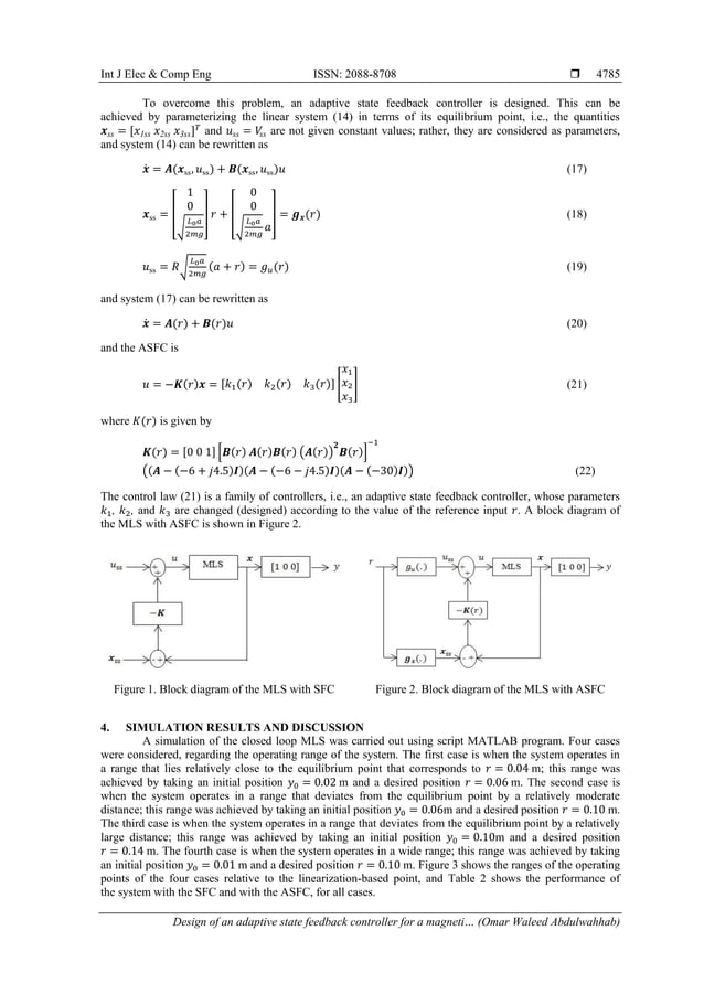 Design of an adaptive state feedback controller for a magnetic levitation system | PDF | Radio ...