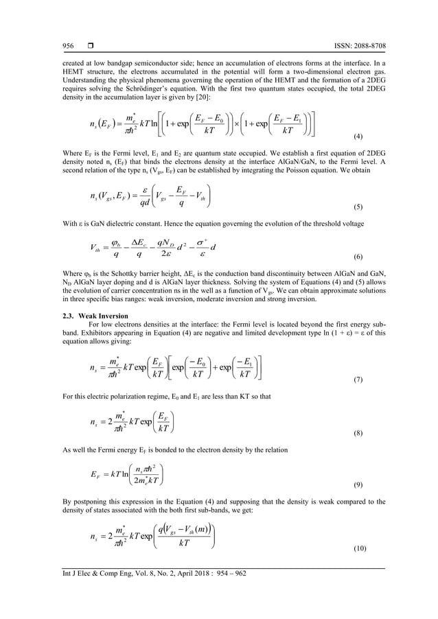 Analytic Estimation of Two-Dimensional Electron Gas Density and Current ...