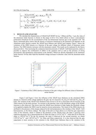 Analytic Estimation of Two-Dimensional Electron Gas Density and Current-Voltage Characteristic ...