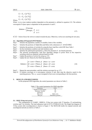 Network Reconfiguration of Distribution System for Loss Reduction Using GWO Algorithm | PDF
