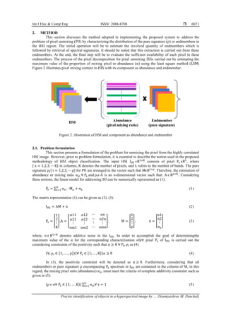 Precise identification of objects in a hyperspectral image by characterizing the distribution of ...