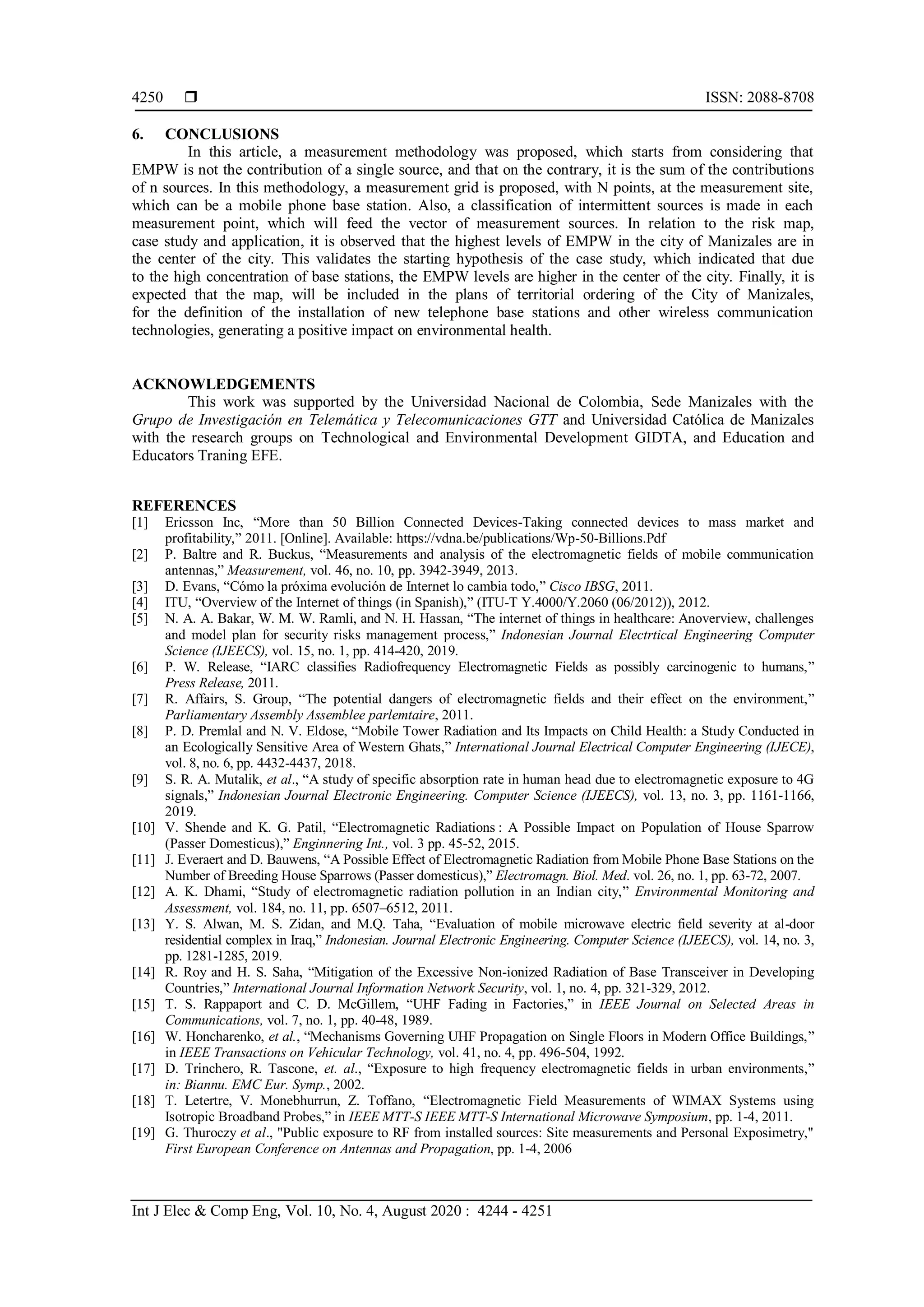 Electromagnetic pollution maps as a resource for assessing the risk of emissions from mobile ...