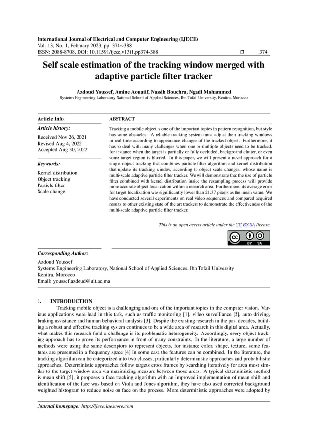 Self Scale Estimation Of The Tracking Window Merged With Adaptive Particle Filter Tracker