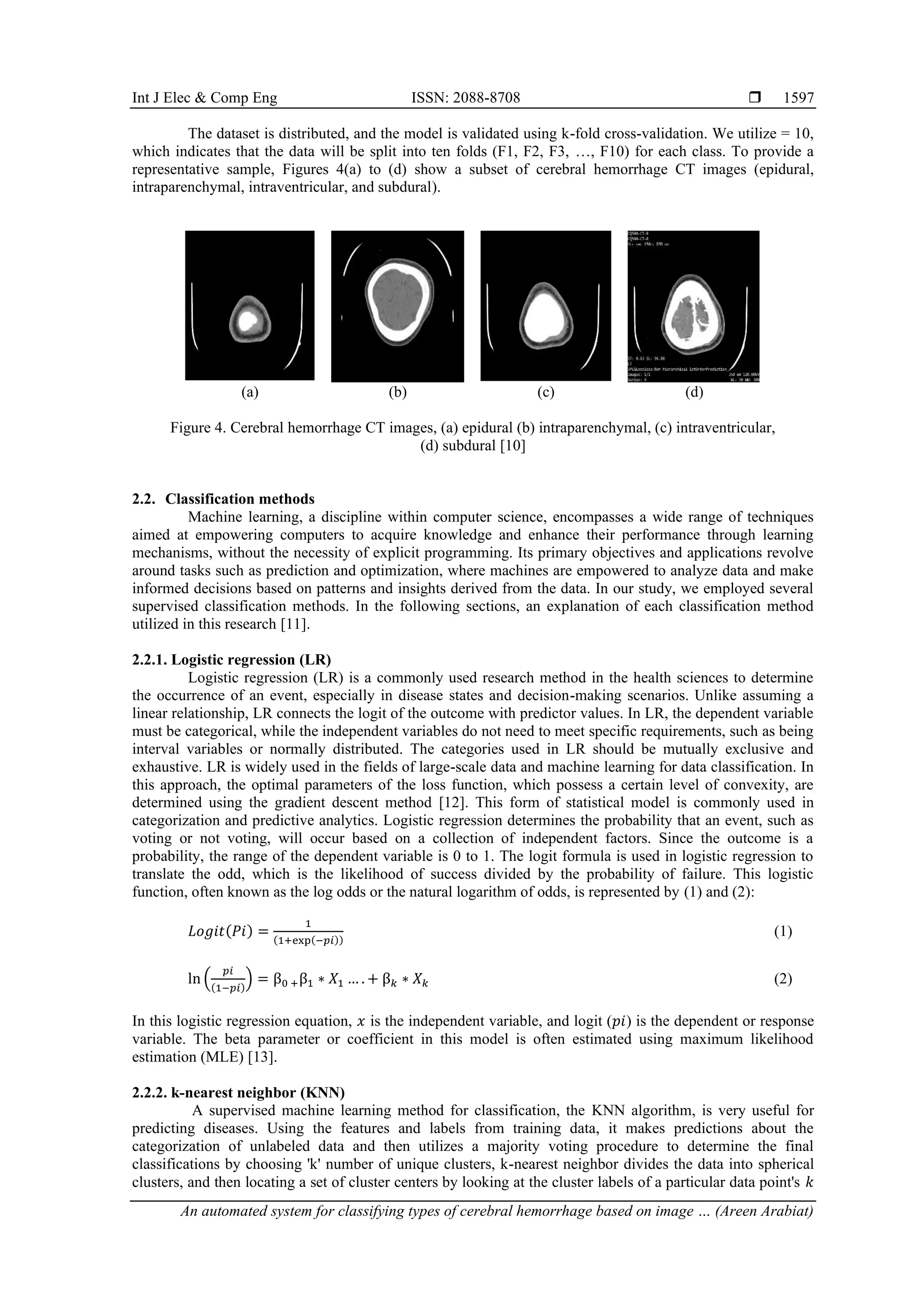 An Automated System For Classifying Types Of Cerebral Hemorrhage Based