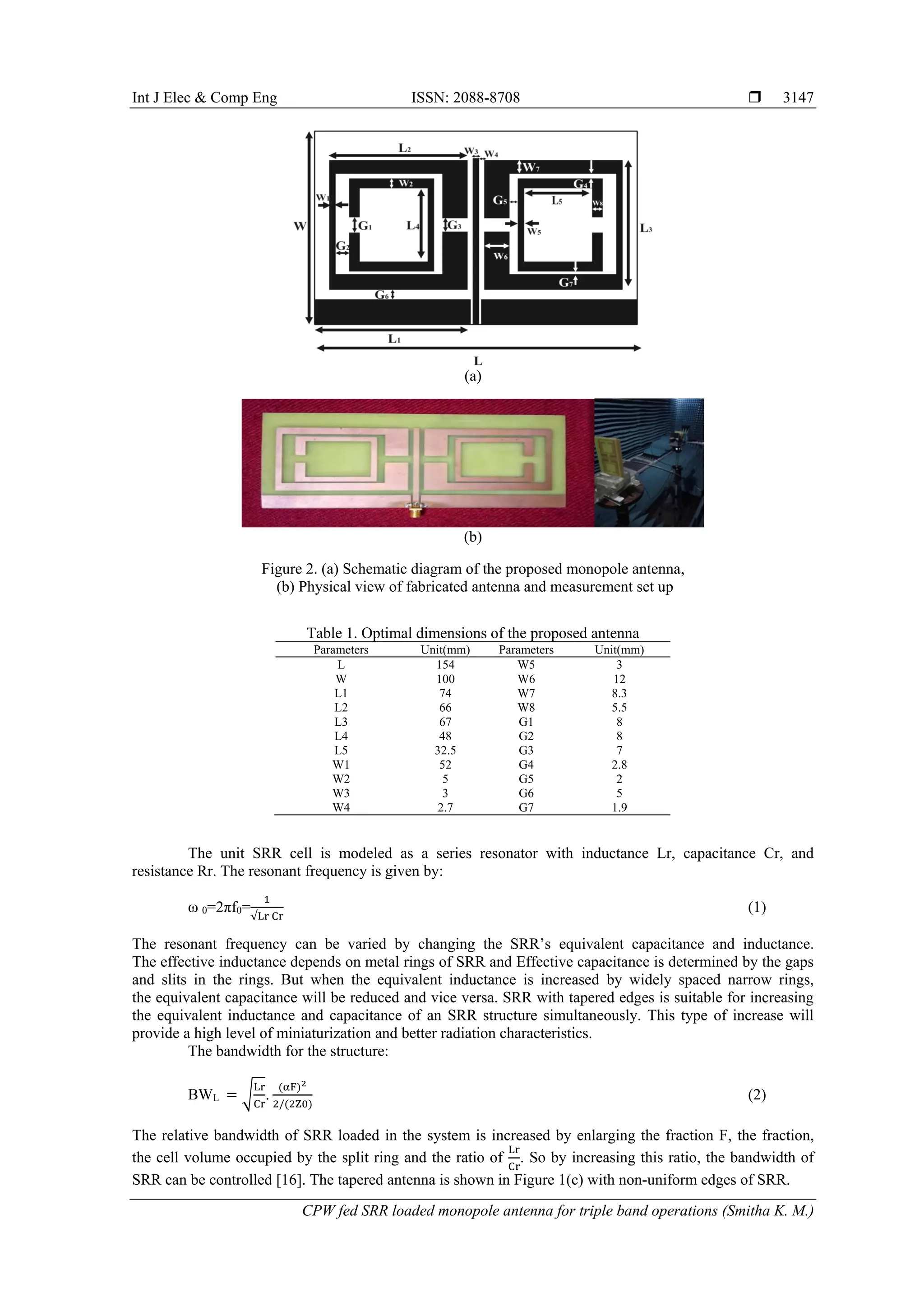CPW fed SRR loaded monopole antenna for triple band operations | PDF | Technology & Computing