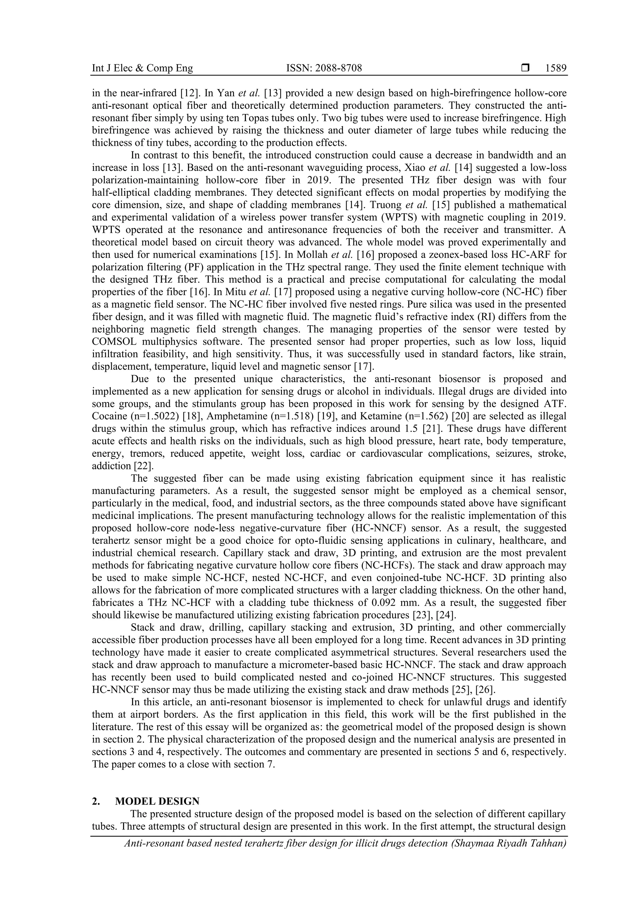 Anti-resonant based nested terahertz fiber design for illicit drugs ...