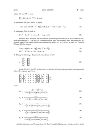 Modeling, Simulation, and Optimal Control for Two-Wheeled Self-Balancing Robot | PDF