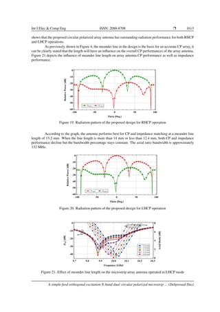 A simple feed orthogonal excitation X-band dual circular polarized microstrip patch array ...